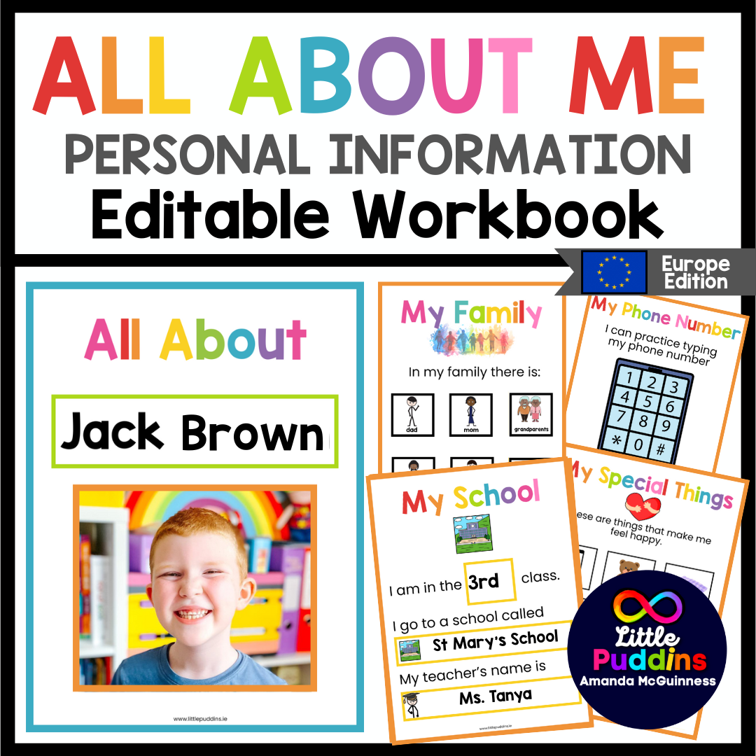 All About Me Autism Interactive Personal Information Workbook Special ...